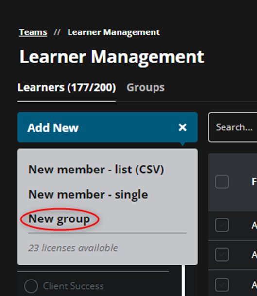Manage Learner Groups