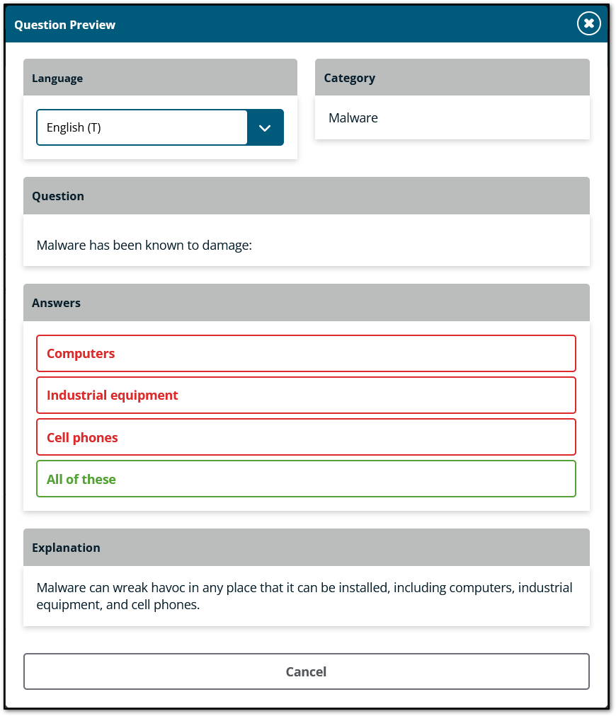 Assessments and Question Library