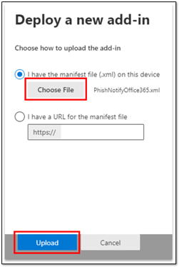 Installing PhishNotify XML for Microsoft 365 and Outlook