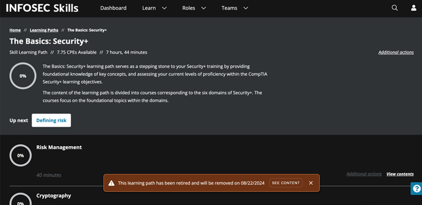 Skills Content Retirement
