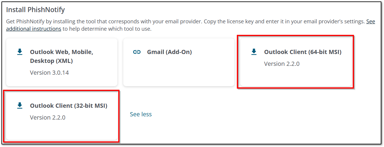 Installing PhishNotify for Outlook (32-bit or 64-bit MSI)