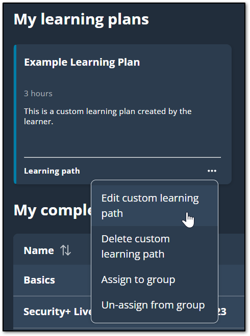 Create and Manage Custom Learning Plans