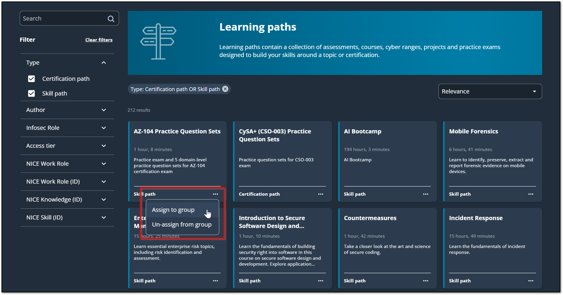 Assigning Learning Paths