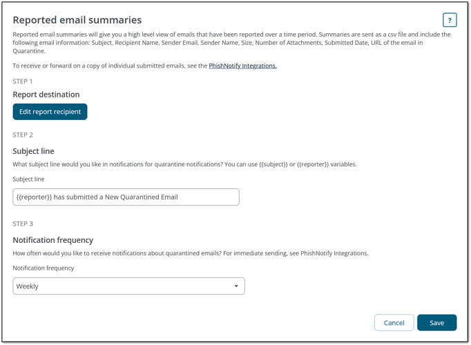 PhishNotify and Quarantine