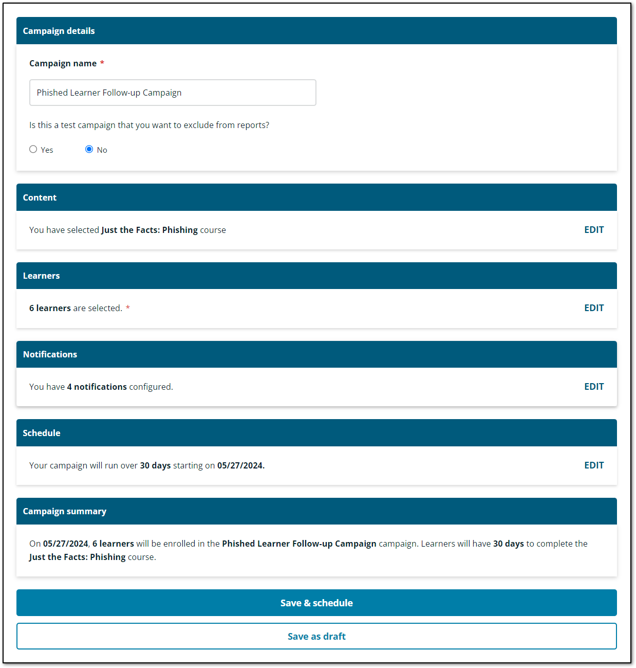 Enrolling Phished Learners in Follow-up Training
