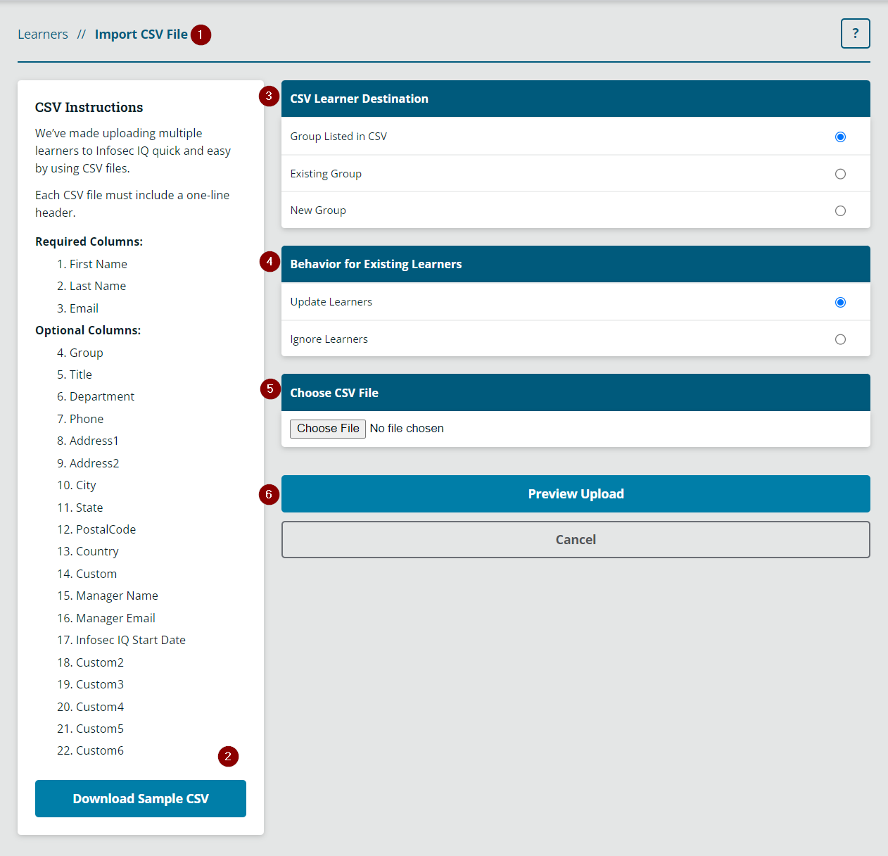 Import Learners from a CSV File